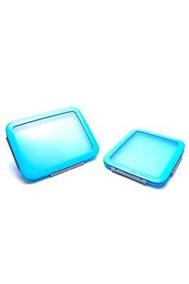 Food Flex 2-pack Large Flat Food Storage Containers Aqua | eBay