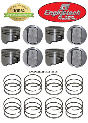 Ford 351 351w Windsor Enginetech Dish Top Pistons With Cast Rings 1977 ...