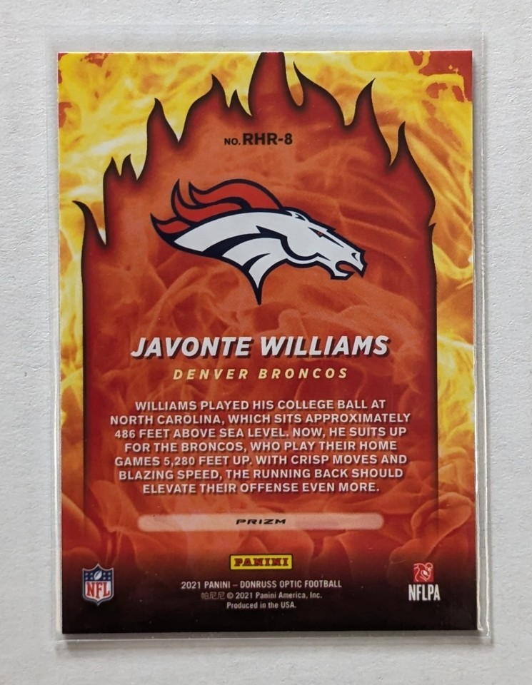 2021 Donruss Optic Javonte Williams Red Hot Rookies Silver Prizm RC #RHR-8 | eBay