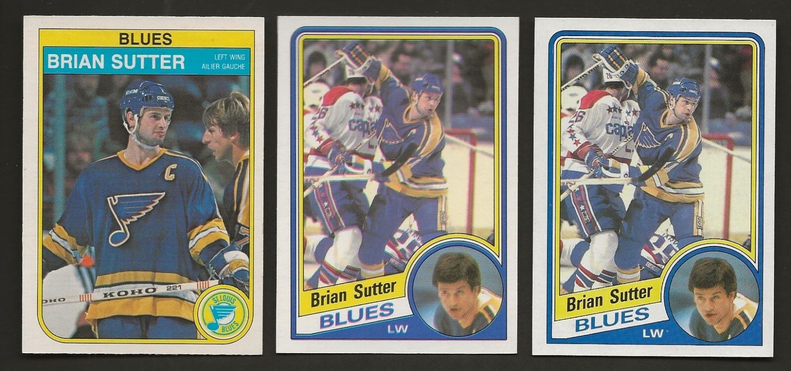 Brian Sutter Lot 1982-83 OPC #311, 1984-85 OPC #192, 1984-85 Topps #135 ...
