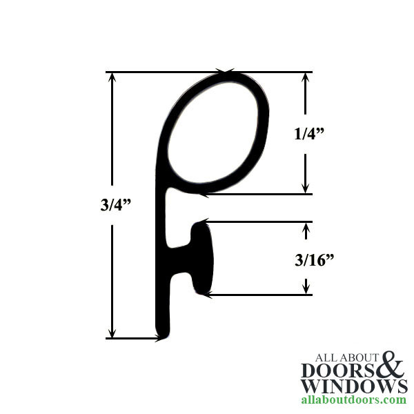 Weatherstrip .300 Offset Bulb T-Slot With T Channel Slide On Door ...