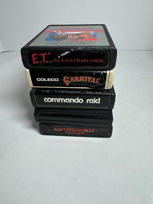 Atari 2600 Game Lot Of 5 - ET, Carnival Commando Raid Name This Game Swordquest | eBay