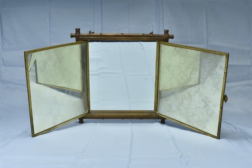 Antique 1876 3 WAY MIRROR WOOD FRAME BRASS FRAME HOLDING MIRRORS OLD ...