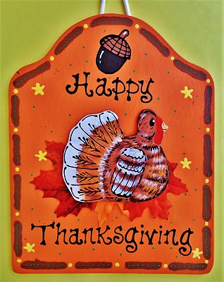 HAPPY THANKSGIVING TURKEY SIGN Wall Hanger Plaque Family Home Fall ...