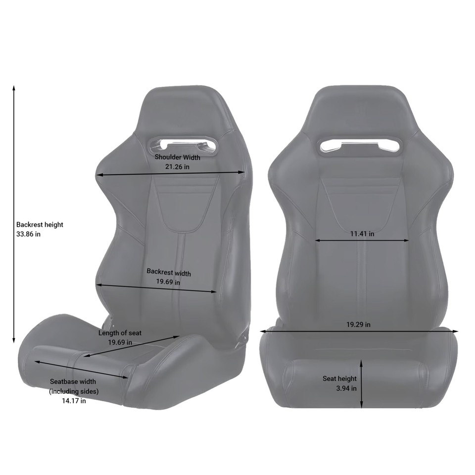 2PCS Universal PVC Leather Racing Bucket Seats with Dual Sliders for ...