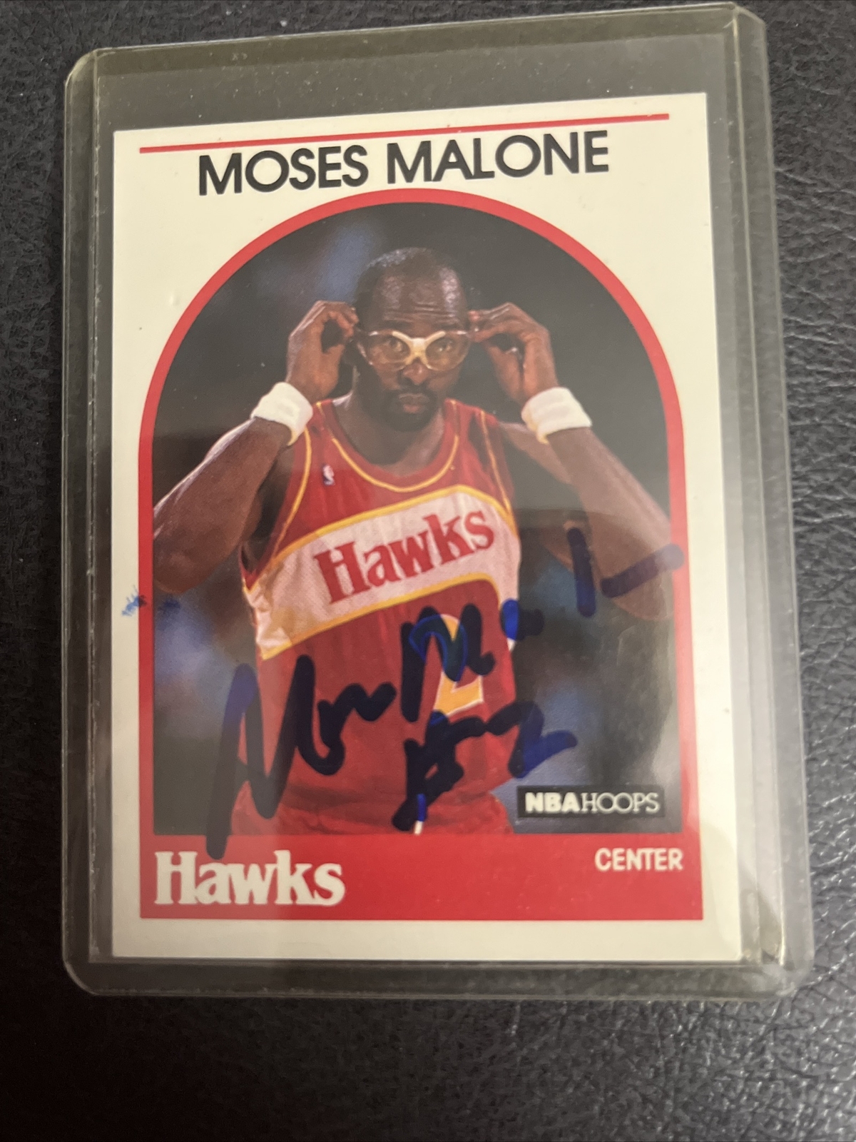 AUTOGRAPHED 1989-90 Hoops Moses Malone Basketball Card #290 RARE Auto ...