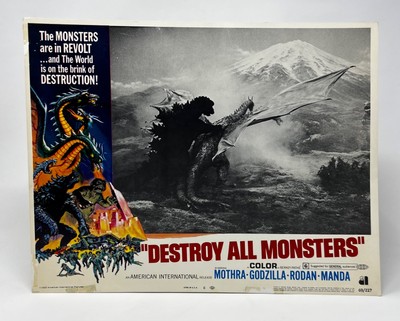 1969 Godzilla Mothra Rodan Manda in Destroy All Monsters Lobby Card No ...