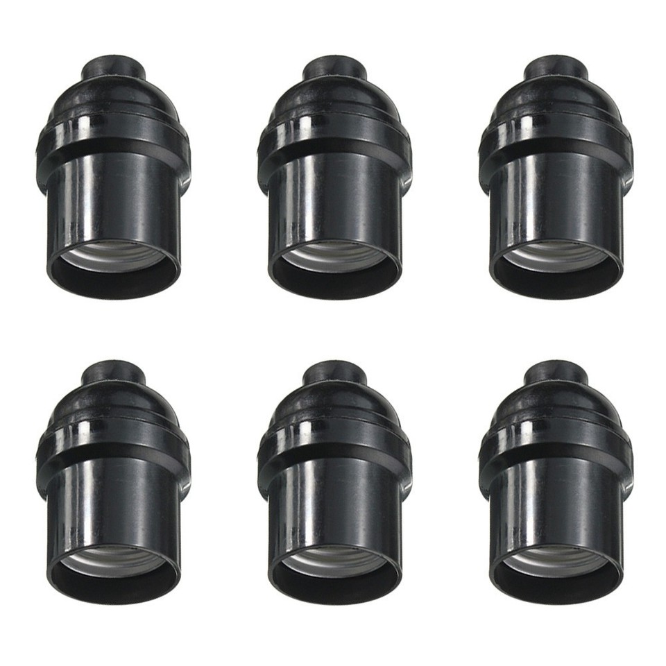 6pcs Black Plastic E26 E27 Screw Bulb Base Lamp Holder Adapter for ...