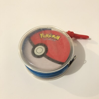 VINTAGE 1999 POKEMON Round Playing Cards in Round Zipped Pouch w/ Red ...