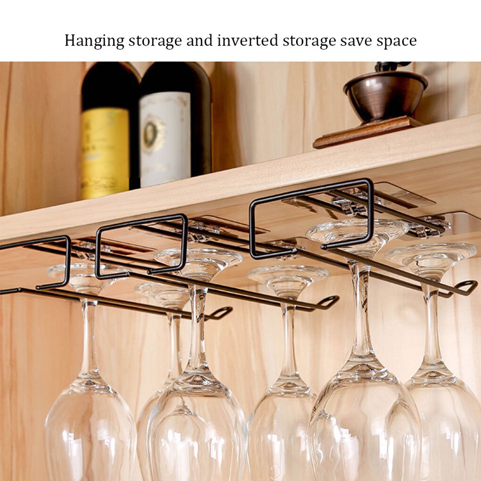 Wine Glass Cup Holder Hanging Bar Hanger Steel Wine Rack Shelf ...
