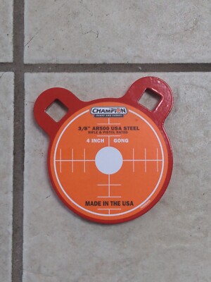Champion Range Target 3/8" Thick AR500 USA Steel 4" in. Gong Plate Hi ...