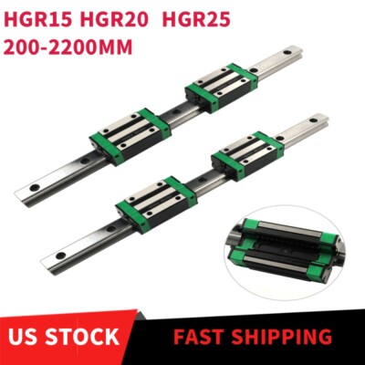 2x HGR15 HGR20 HGR25 Linear Guide Rail +4x HGH15CA HGH20CA HGH25CA ...