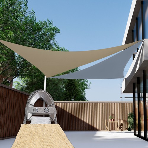 Patio Heavy Duty Steel Wire Cable Sun Shade Sail Sand Triangle 9FT-11FT ...
