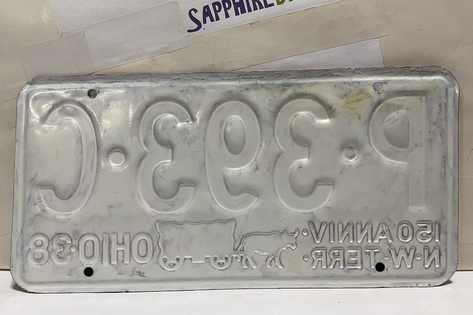 OHIO 1938 ANNIVERSARY COLLECTIBLE LICENSE PLATE. SOLD AS IS. USED. VERY ...
