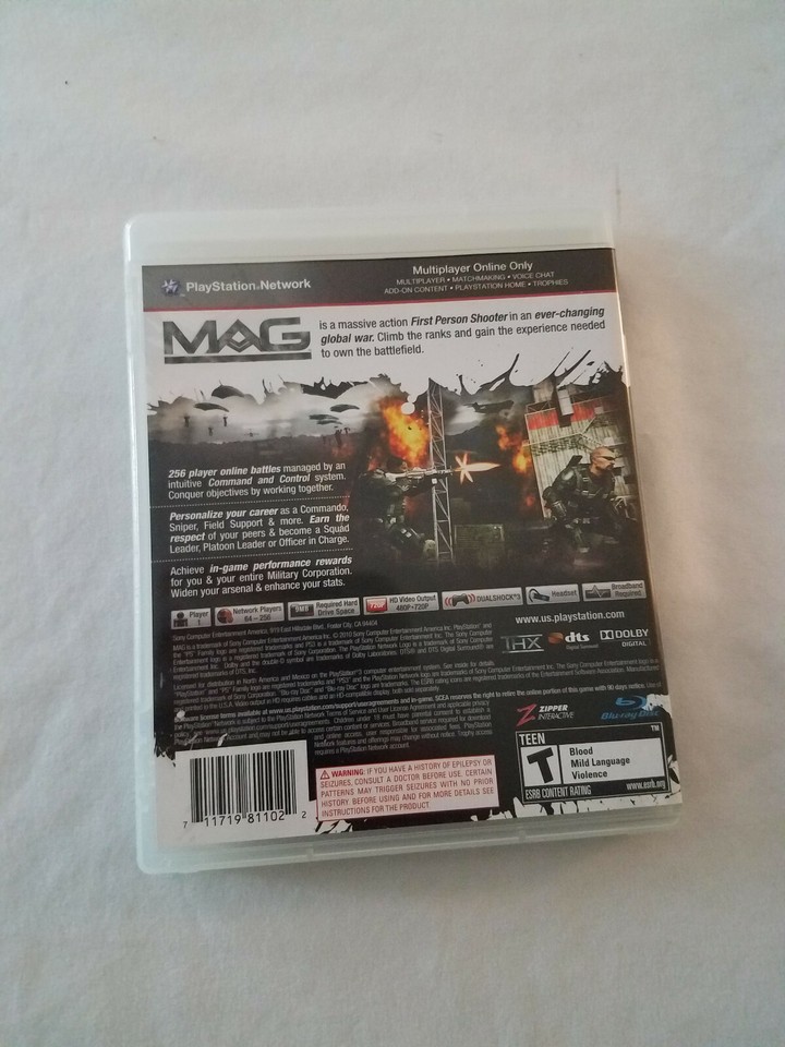 MAG (Sony PlayStation 3, 2010) PS3 Complete CIB W/ Manual Tested ...