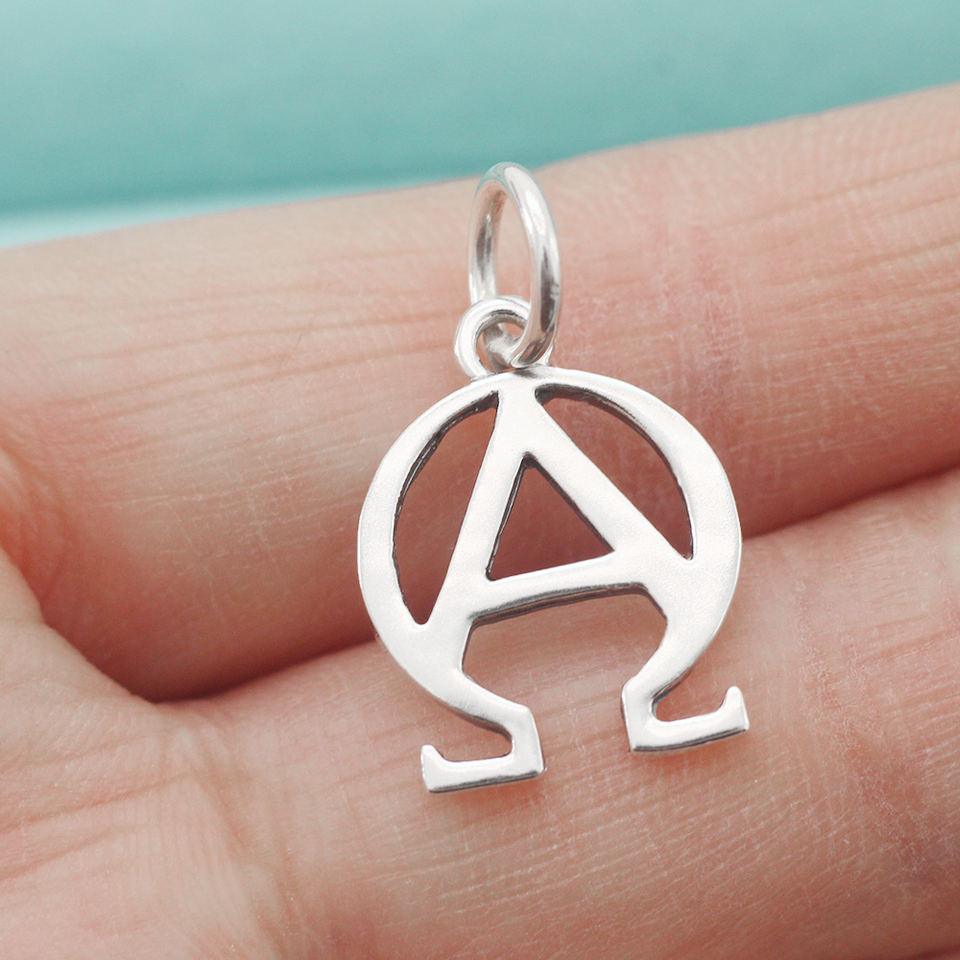 925 Sterling Silver Christian Alpha And Omega Pendant Charm Jesus ...