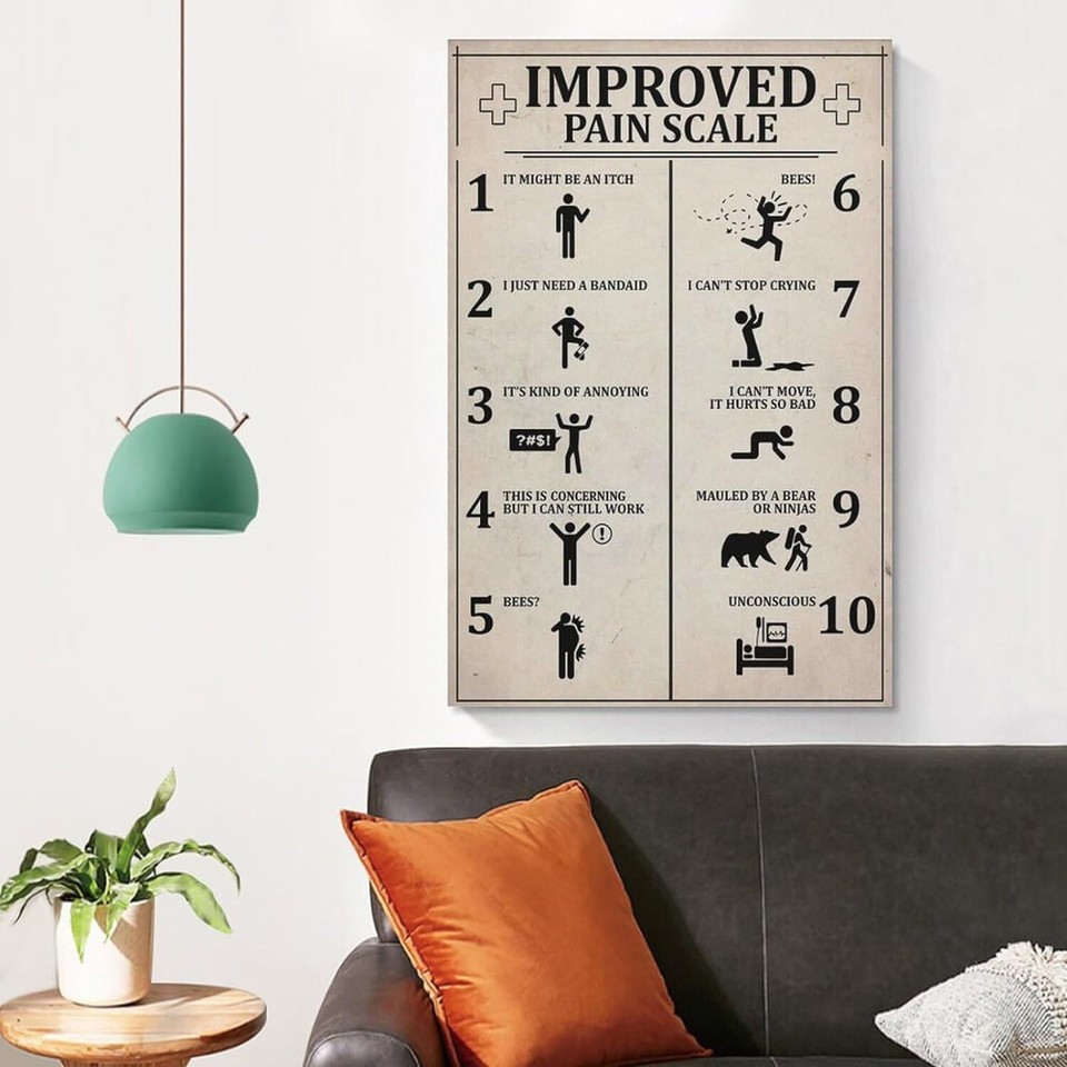 Improved Pain Scale Funny Poster,Knowledge Wall Art Mental Health ...
