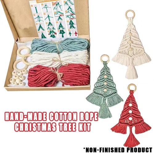 3PCS/Set Cotton Thread Christmas Tree Macrame Kit Window Hangings Decor ...