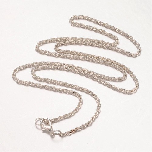Silver Plated Alloy Rope Chain Necklace 60cm long 2mm wide Men+Pouch ...