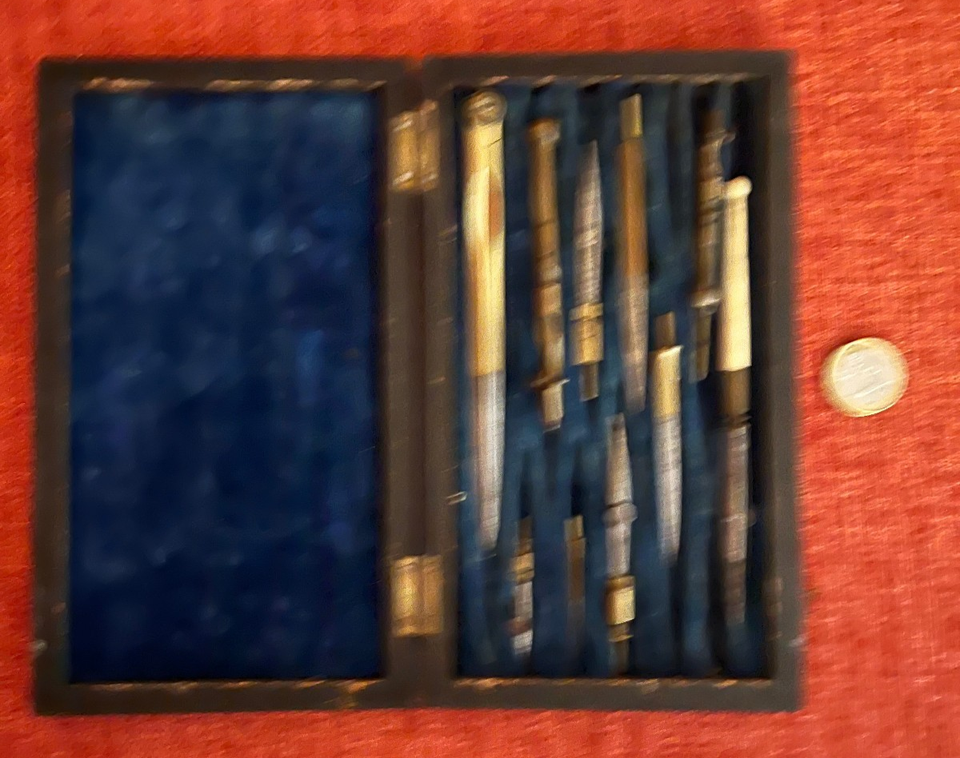 Antique Draftsman’s Drawing Instruments Set (c.1880–1920) in Wood Case ...