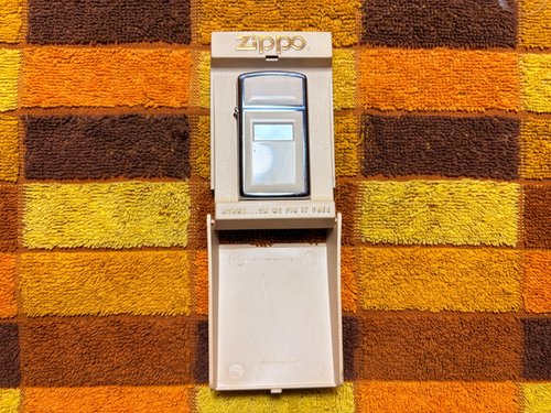 Vintage 1980 Zippo Slim High Polish White Plastic With Case Never Seen ...