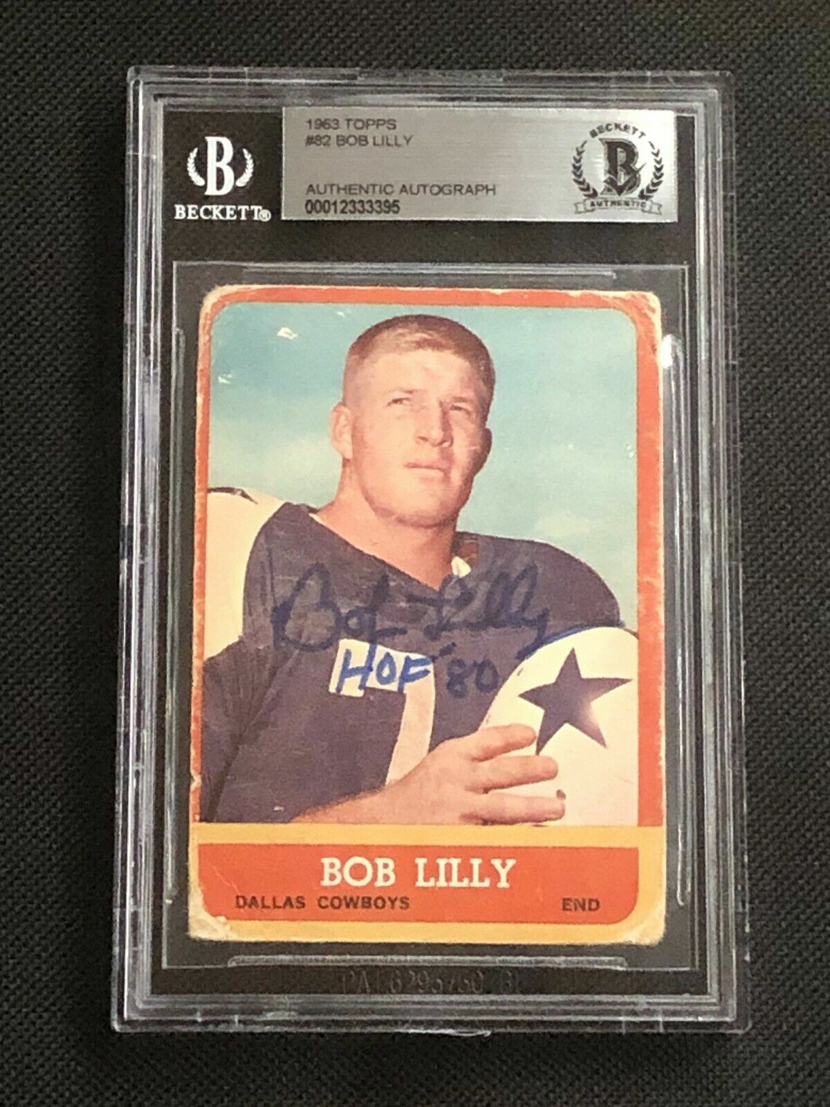 HOF BOB LILLY 1963 TOPPS ROOKIE SIGNED AUTOGRAPHED CARD #82 COWBOYS ...