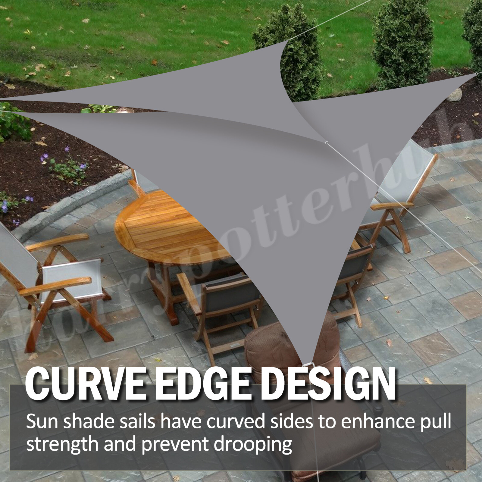 Rectangle Sun Shade Sail 98% UV Block Heavy Duty Shade Cloth Triangle ...