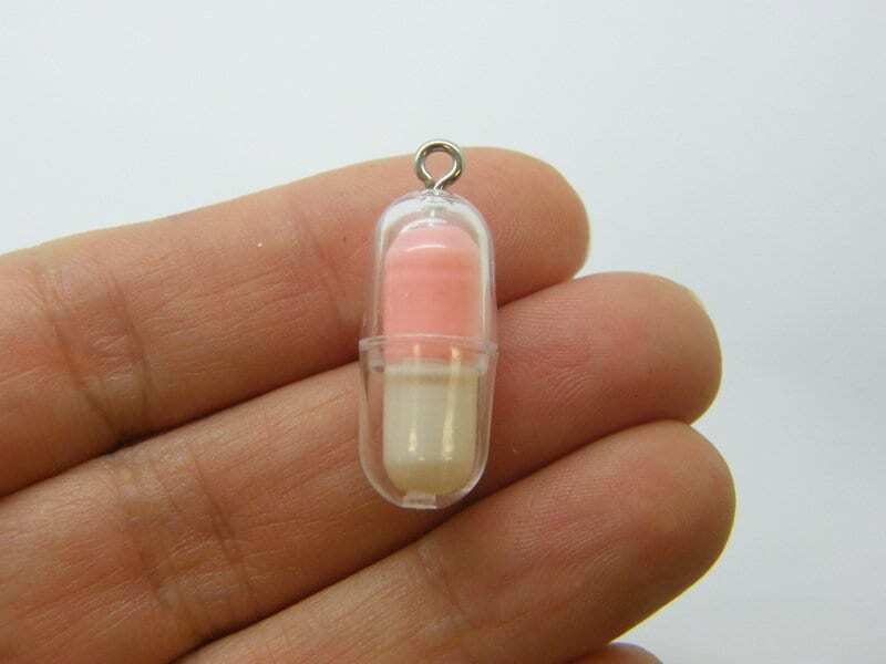 12 Face capsule in a capsule charms pink white clear plastic M214 | eBay