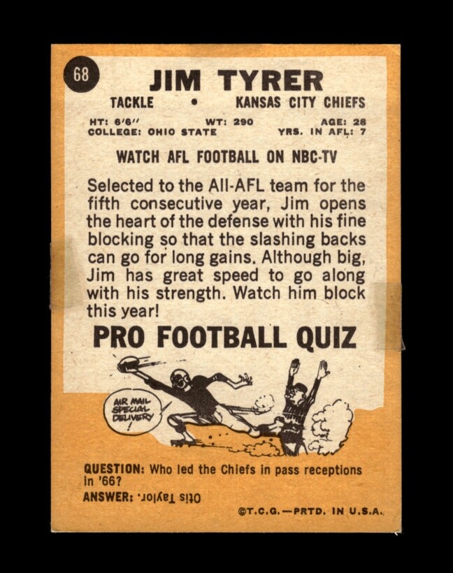 1967 Topps Set-Break # 68 Jim Tyrer EX-EXMINT *GMCARDS* | eBay