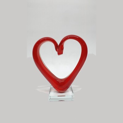 NEW HANDMADE COLOUR GLASS Red Heart DECOR SCULPTURE 14CM | eBay Australia
