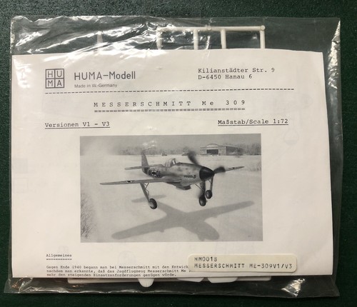 Huma Messerschmitt Me 309 Model Aircraft Vintage Kit 1:72 Scale New (W ...