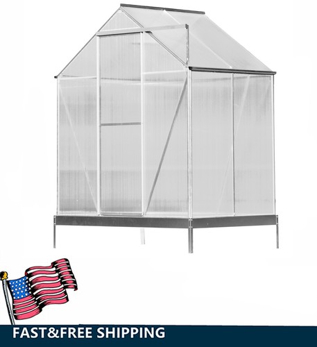 Heavy Duty Outdoor Aluminum Walk-in Green House Kit with Rain Gutter ...