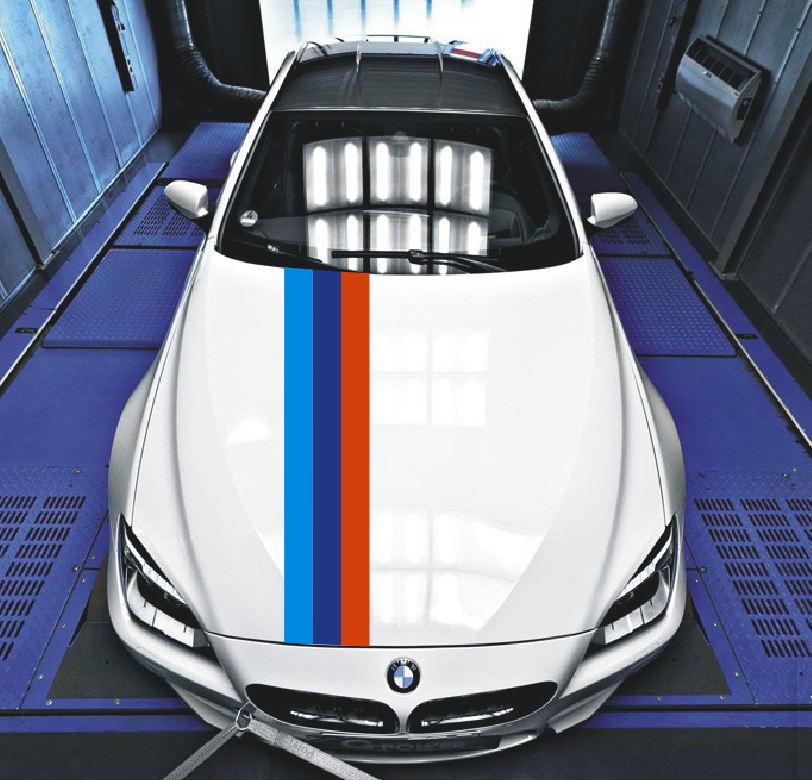 Bonnet Car Sticker For BMW Engine Hood Tricolor Racing Stripe Vinyl ...