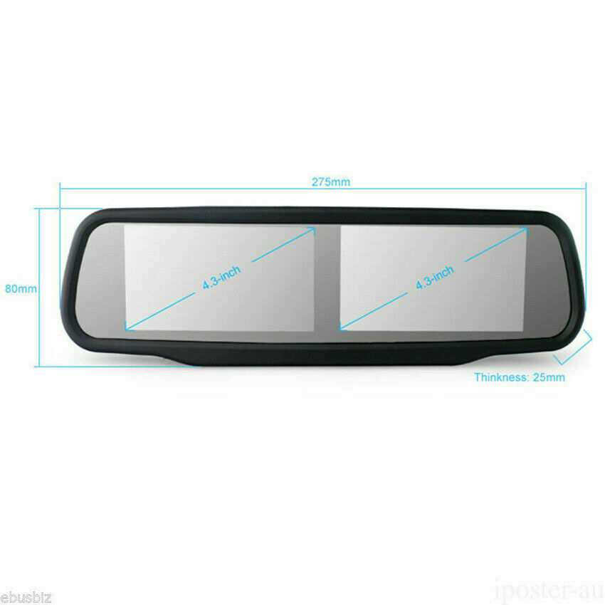 4.3" Dual Screen Monitor Mirror No.1 Mount 2x Blindspot Side View ...