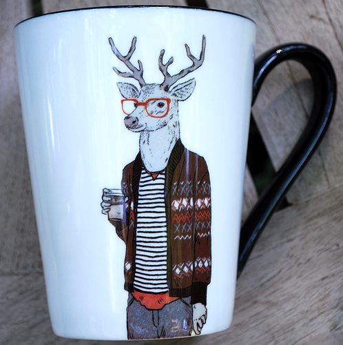 Signature HIPSTER BUCK DEER Anthropomorphic Animal Stoneware Mug 16 oz ...