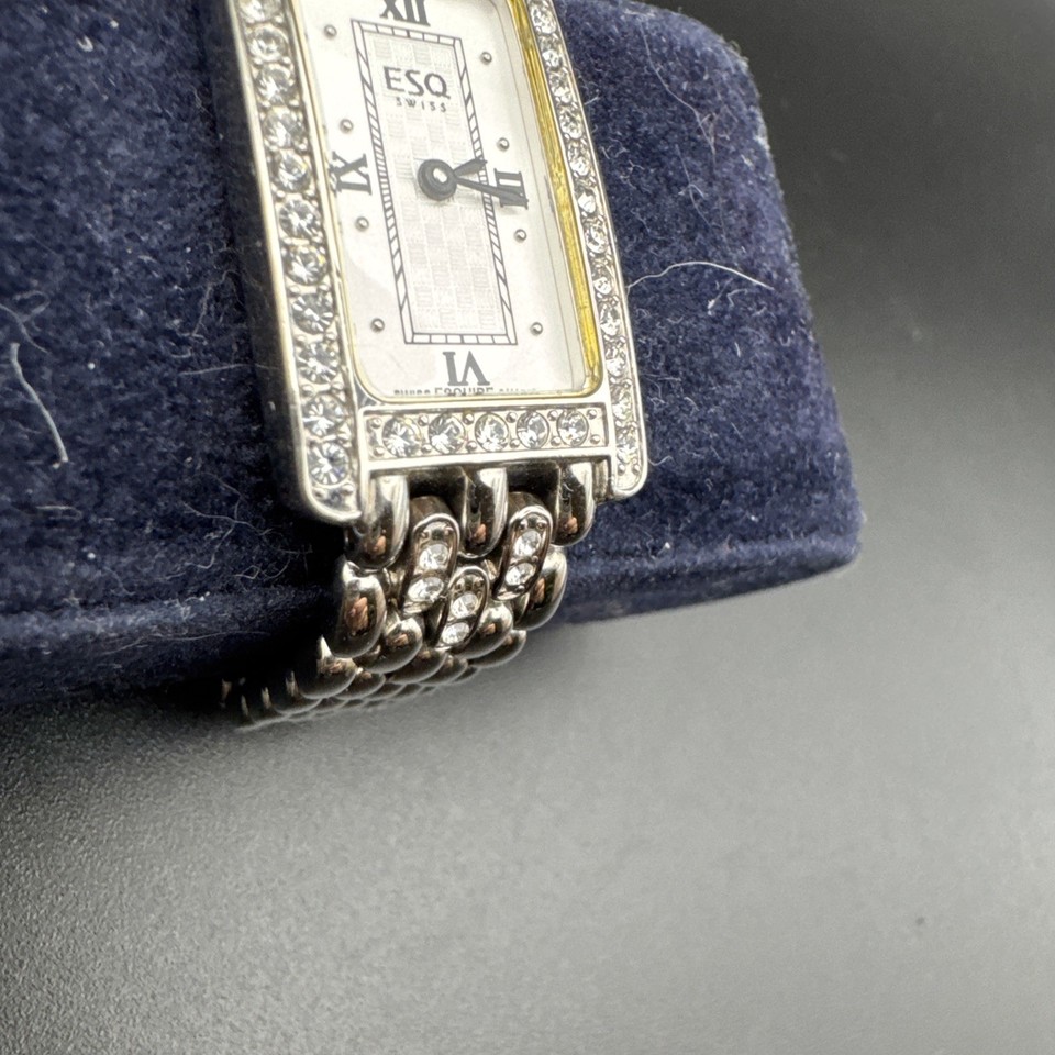 Stunning Swiss Esquire ESQ Quartz Ladies Watch with Gemstone Bezel ...