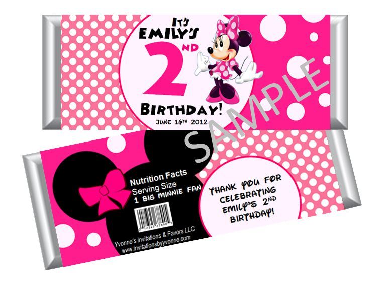 Minnie Mouse 1st Birthday Candy Wrappers Minnie Mouse 1st Birthday