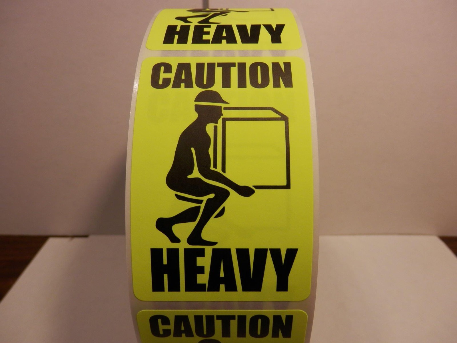 CAUTION HEAVY chartreuse yellow fluorescent 2X3 Warning Sticker Label ...