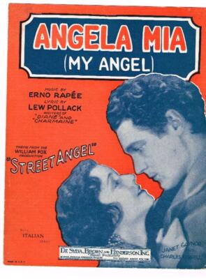 Vintage 1928 Sheet Music; Angela Mia (My Angel) w/Janet Gaynor/Charles ...