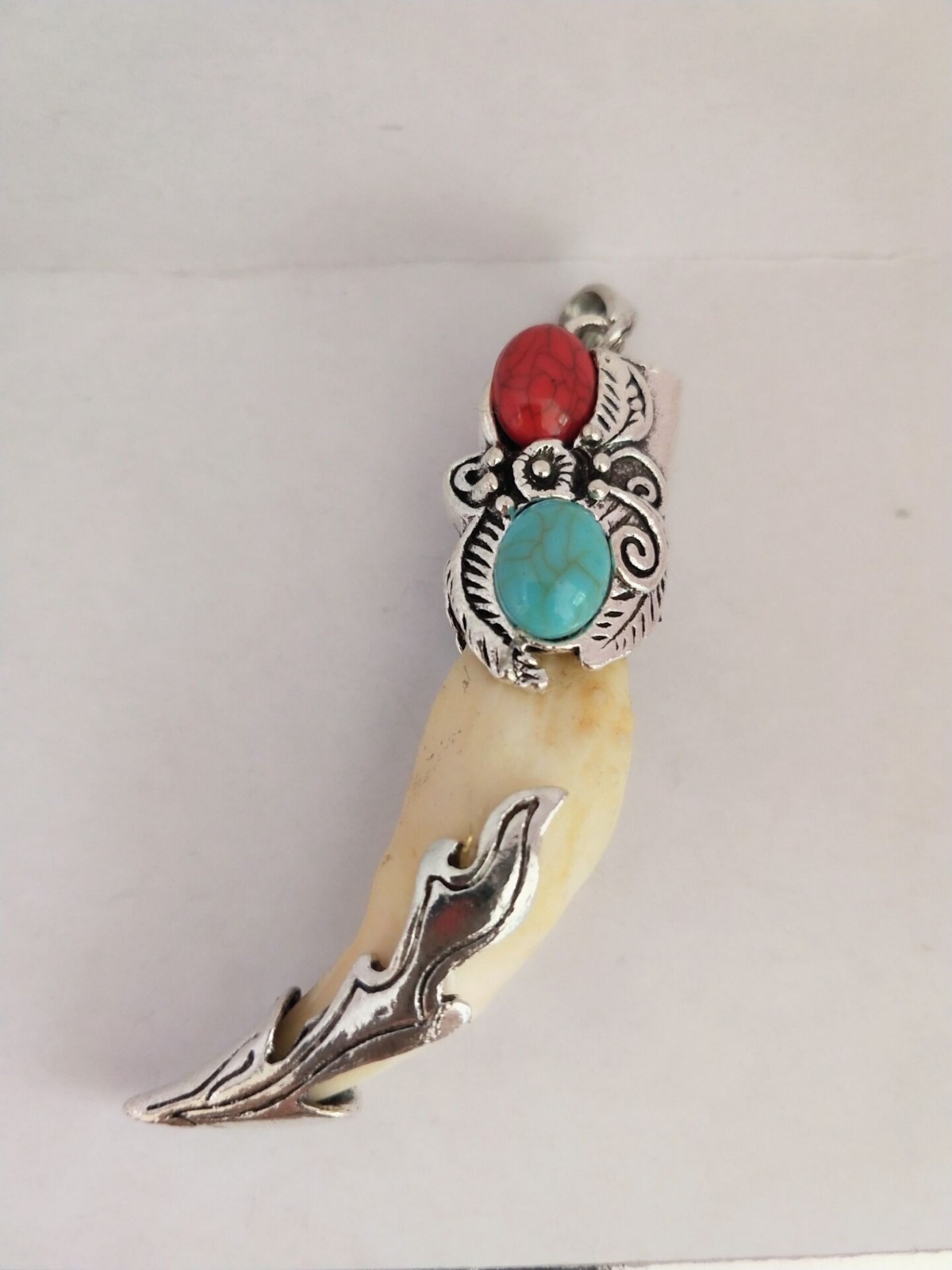 Tibetan Real Tooth Turquoise Beads Fire Totem Cap Pendant Necklace Free ...