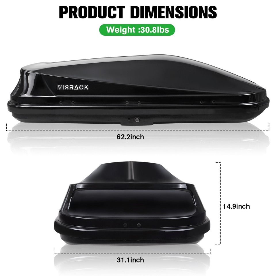 14 Cubic Ft Car Top Cargo Carrier Vehicle Roof Easy Mount Luggage Box w ...