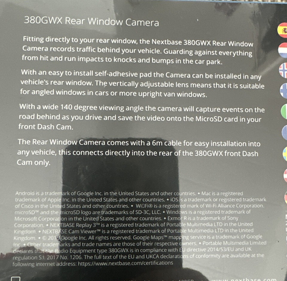 Nextbase 380GWX Dash Cam Front and Rear System COLLECT IN PERSON ...
