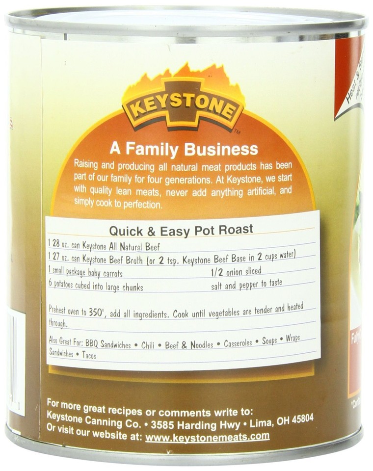 6 Pack Keystone Meats All Natural Canned Beef, 28 Ounce - Long Term ...