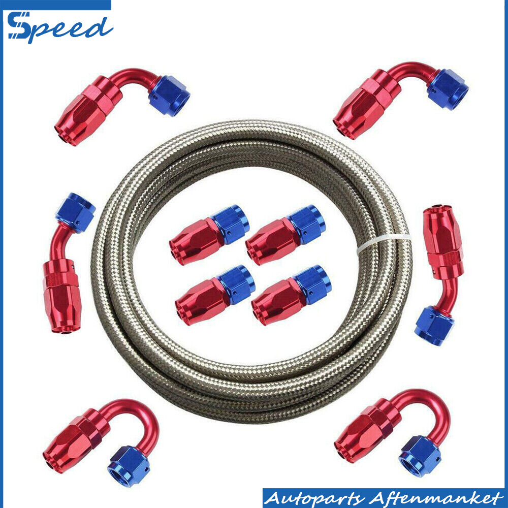 20FT 8AN 1/2"Nylon Braided Fuel Line Kits w/ Oil/Gas/Fuel Hose Fittings ...