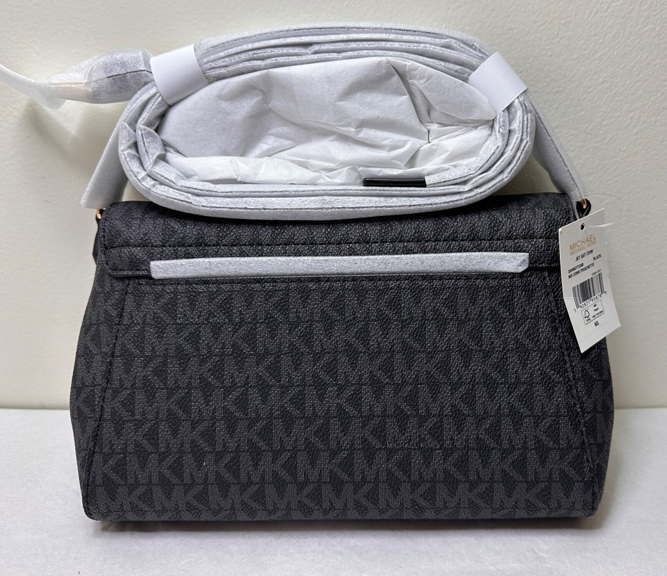 MICHAEL KORS Jet Set Medium MK Logo PVC Convertible Crossbody Pouchette ...
