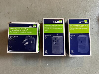 LEVITON 30A 50A 125/250 volt ANGLE PLUG 275-T Range Dryer 55050 537B 3 ...