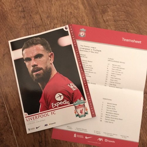 Liverpool FC V Fulham Programme & TeamSheet | eBay UK