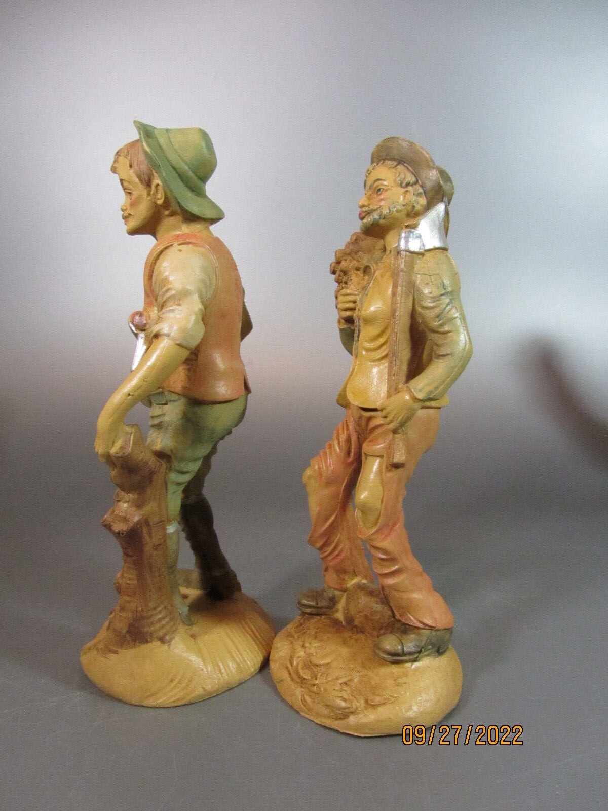 Vintage 2 Italian Capodimonte men With Axe Woodcutter Lumberjack Hard ...