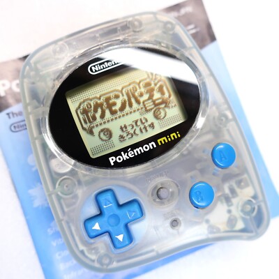 Pokemon Mini Console Blue MIN-001 w/ Pokémon Party Cartridge Manual In ...
