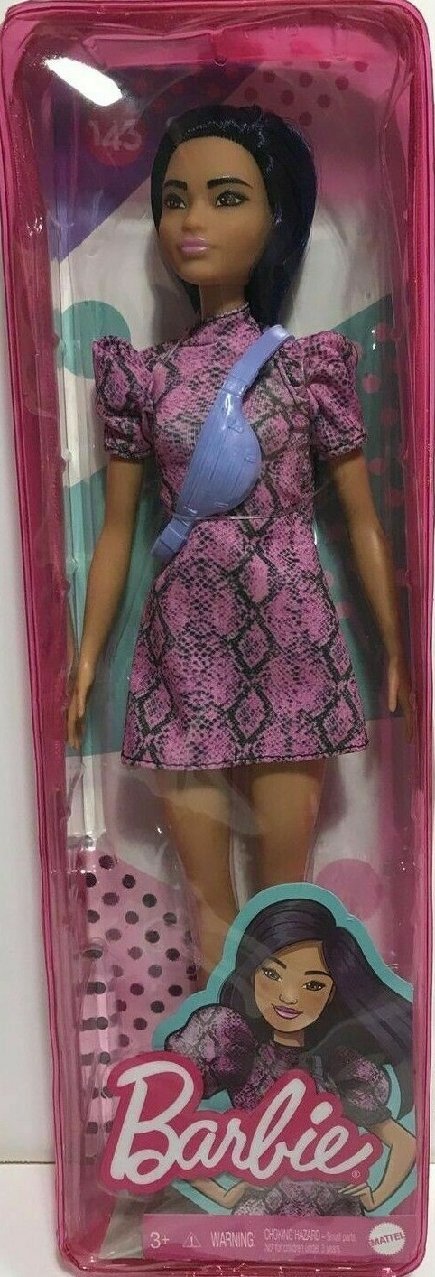 Barbie Fashionistas Doll #143 with Pink Snake Print Dress Brand New ...